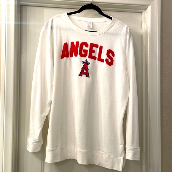 Sideline Apparel | Sweaters | Angels Baseball White Sweatshirt With Red ...